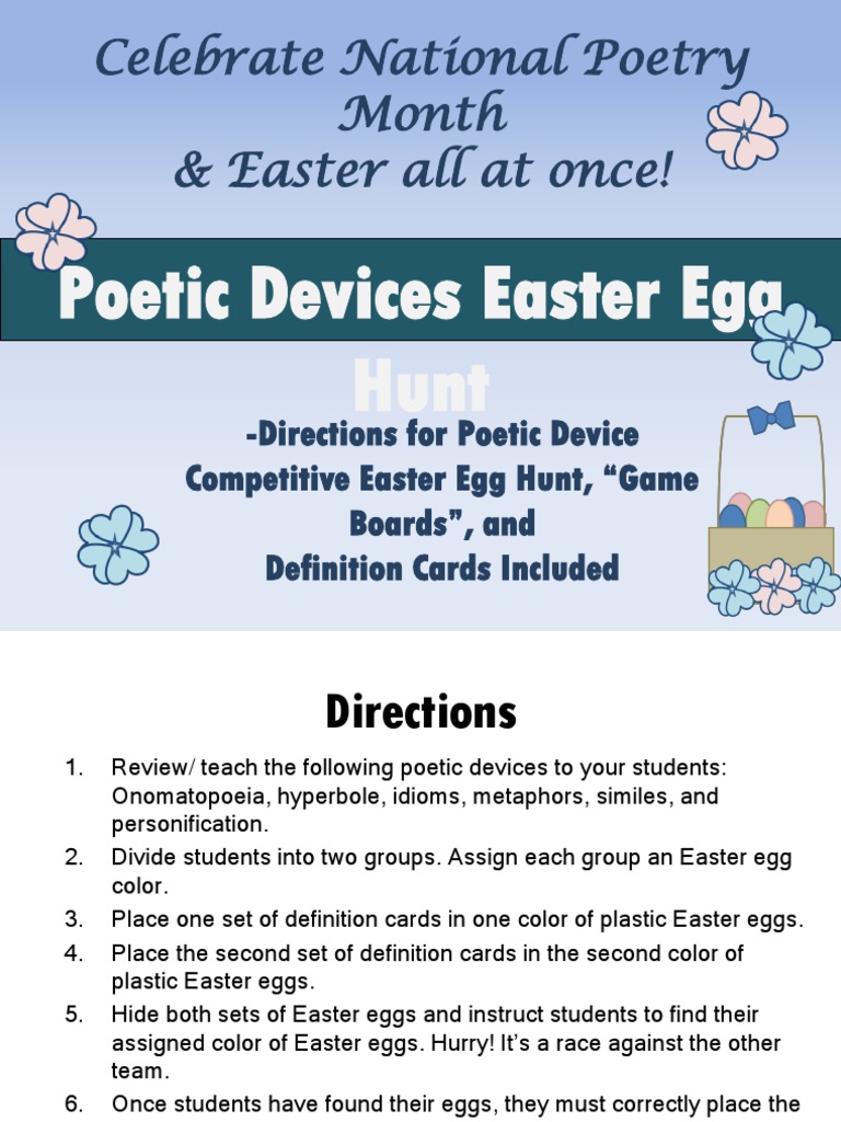 Poetic Devices Easter Egg Hunt | PDF | Idiom | Poetry