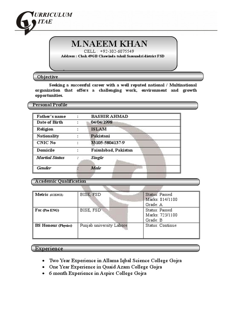 Naeem CV | PDF