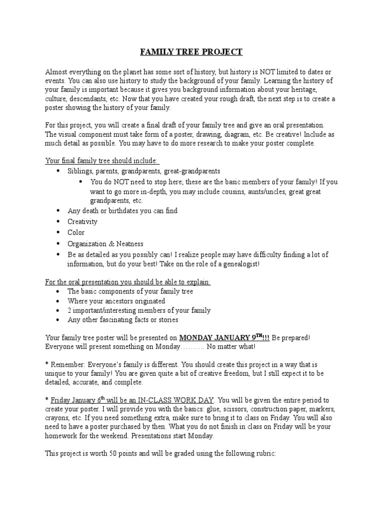 Family Tree Project: !!! Be Prepared! | PDF | Learning | Cognition