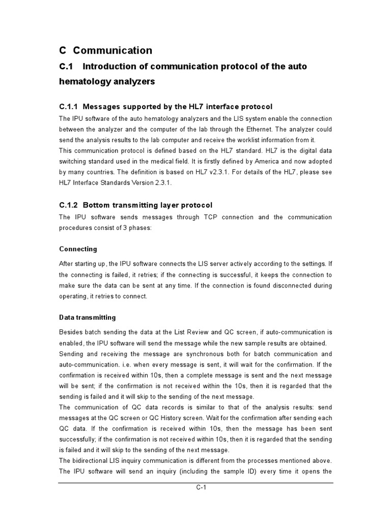 BC-5380 LIS Protocol | PDF | Ascii | Information Science