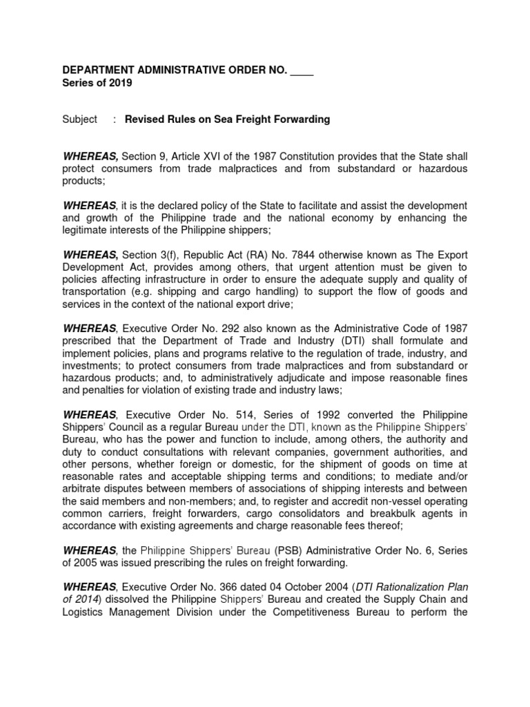 Revised Sea Freight Forwarding Rules | PDF | Cargo | Bill Of Lading