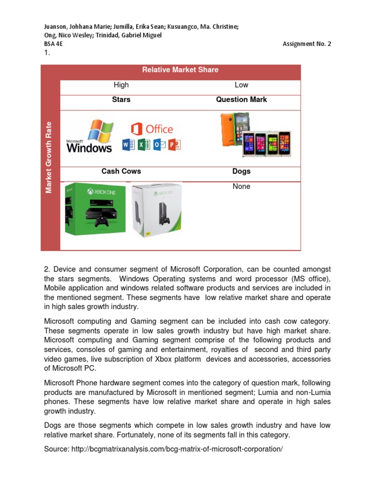Microsoft BCG Matrix | PDF