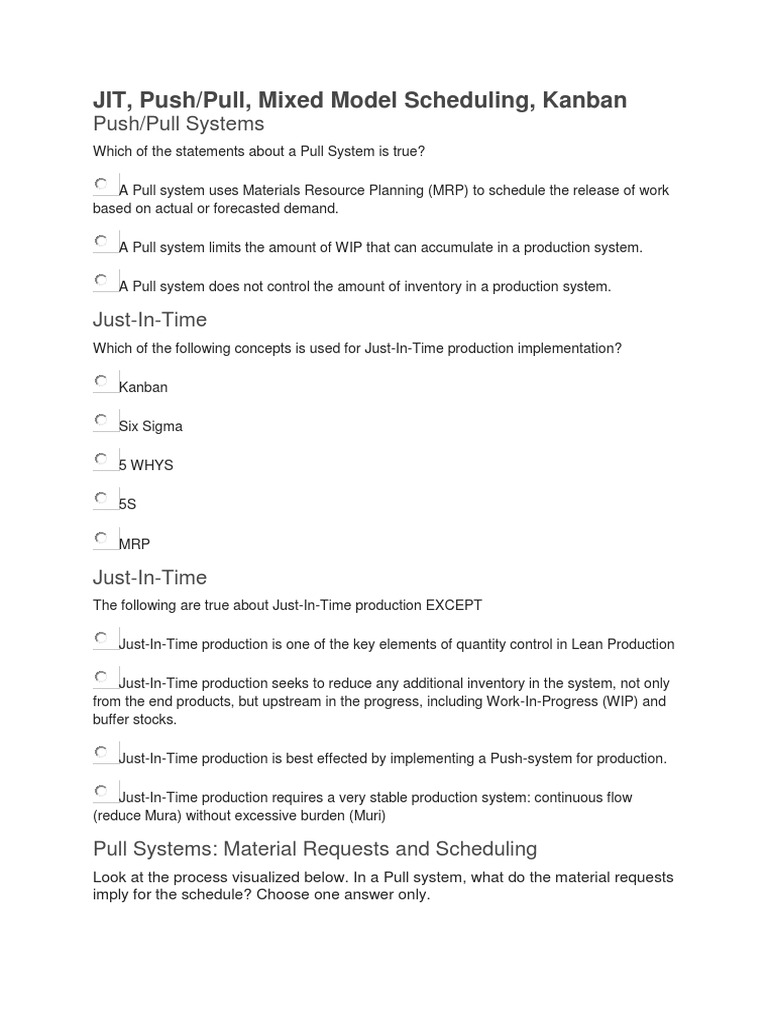 JIT, Push/Pull, Mixed Model Scheduling, Kanban | Download Free PDF ...