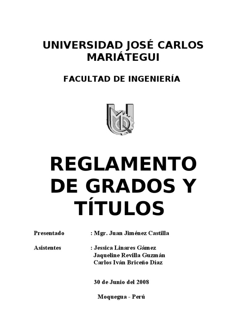Reglamento de Grados y Títulos | PDF | Titulo academico | Prueba (evaluación)