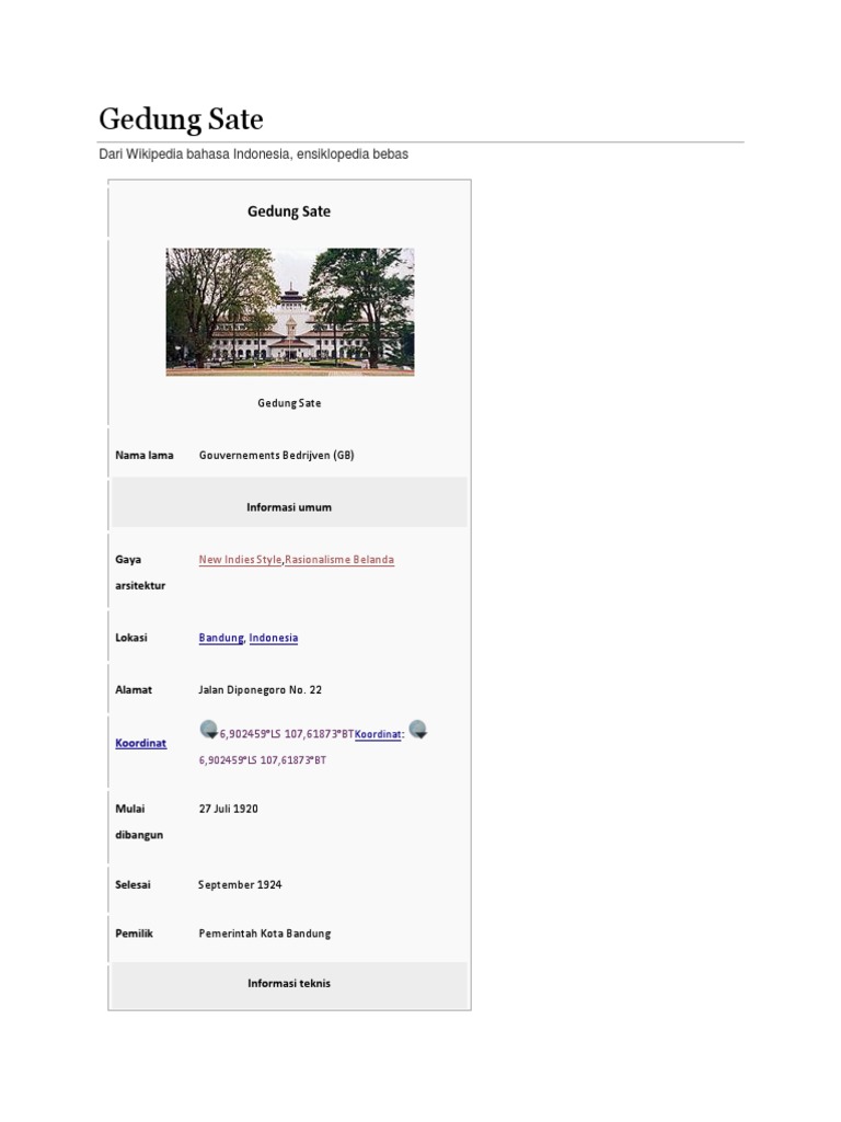 Sejarah dan Arsitektur Gedung Sate | PDF
