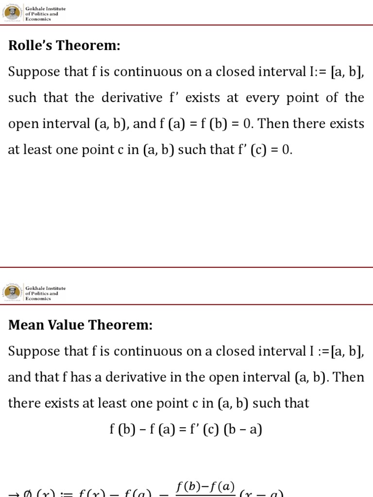 Mean Value Theorem | PDF