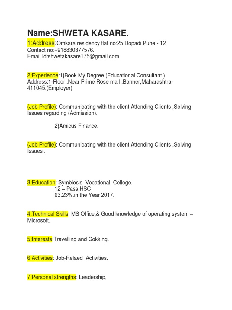 Shweta Resume | PDF