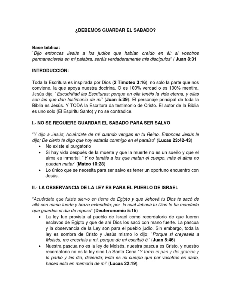 Debemos Guardar El Sabado Pdf Evangelio De Juan Jesús