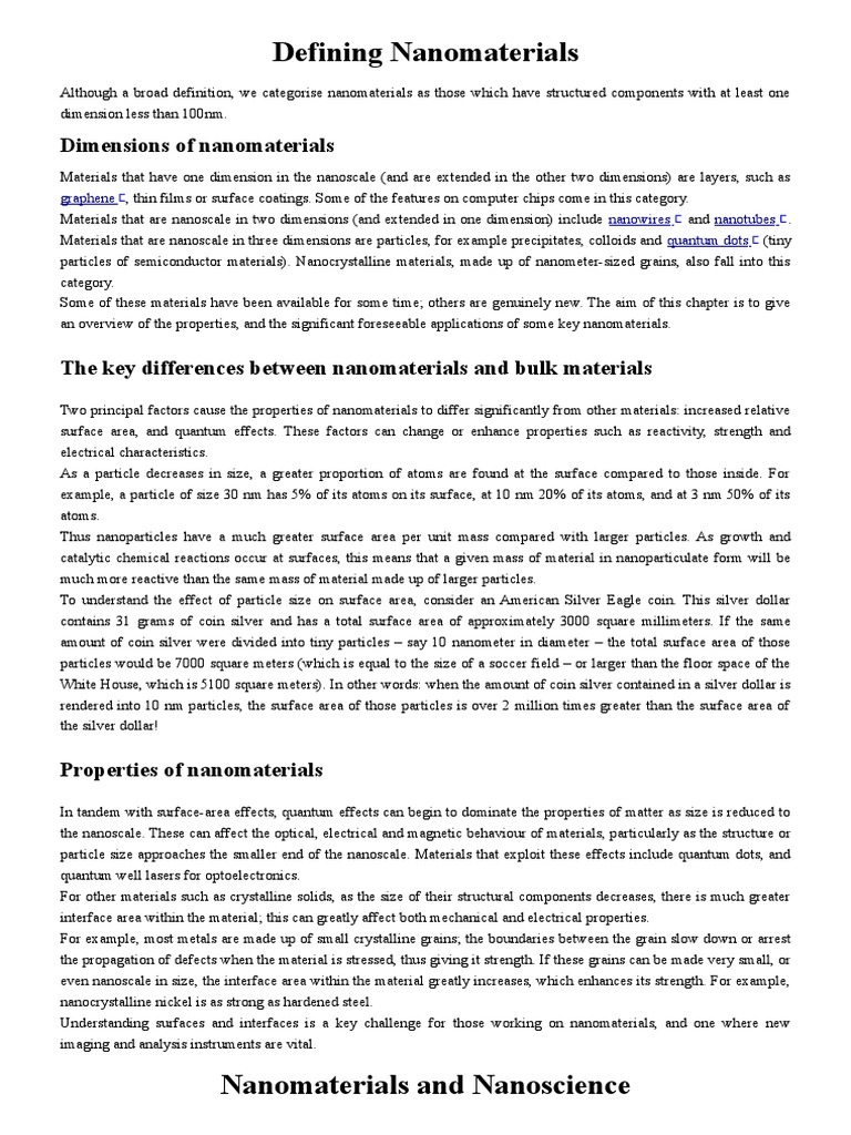 Introduction To Nano Materials | PDF | Nanomaterials | Nanotechnology Introduction To Nano Materials | PDF | Nanomaterials | Nanotechnology