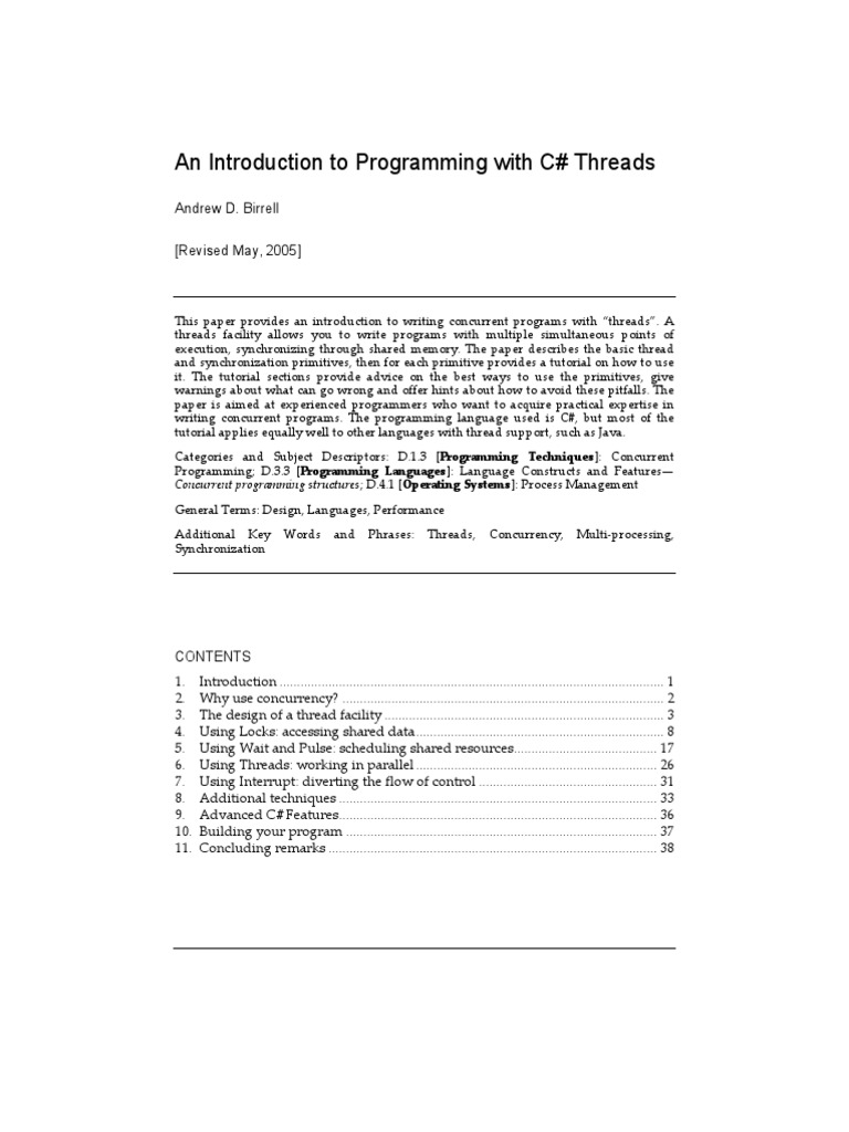 An Introduction To Programming With C Threads Pdf Thread Computing Computer Program