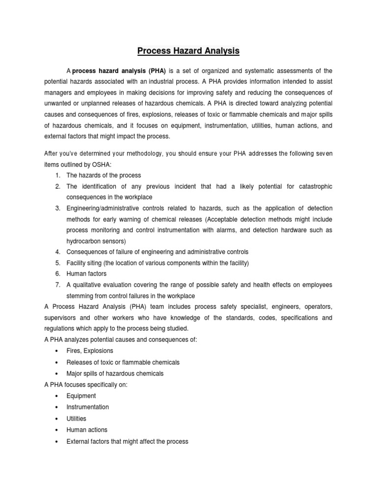 Process Hazard Analysis | Download Free PDF | Prevention | Safety