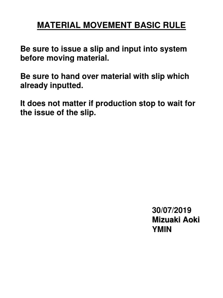 Material Movement Basic Rule | PDF