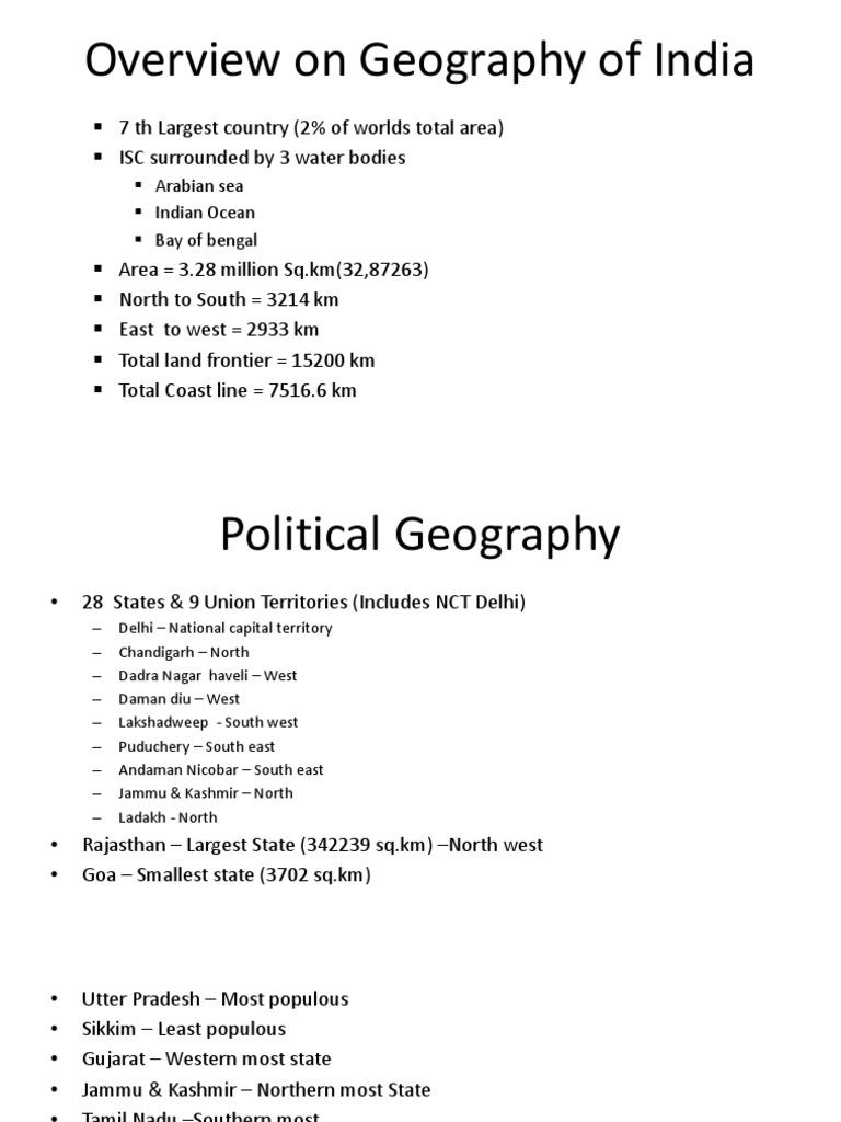 Geography Overview of India | PDF | Earth Sciences | South Asia
