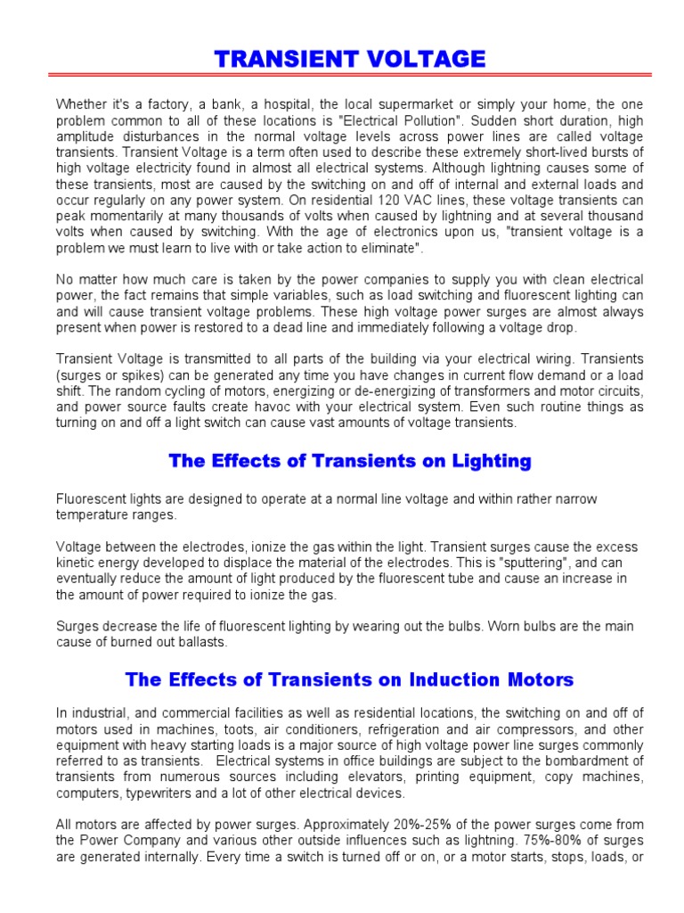 Transient Voltage: The Effects of Transients On Lighting | PDF ...
