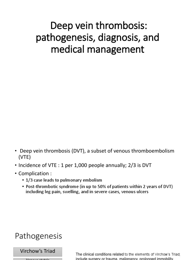 Deep Vein Thrombosis: Pathogenesis, Diagnosis, and Medical Management ...