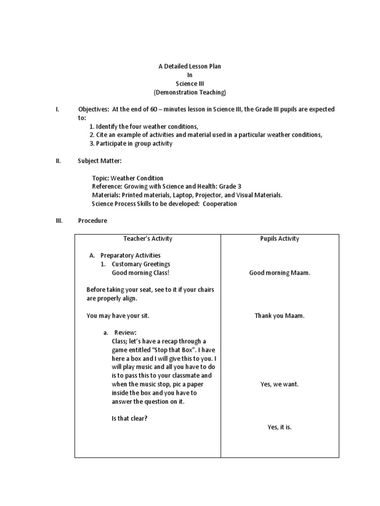 Grade 3 Science Lesson on Weather | PDF | Rain | Weather