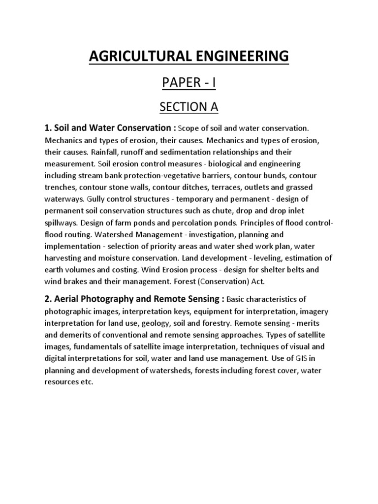Agricultural Engineering Syllabus Overview | PDF | Irrigation | Erosion