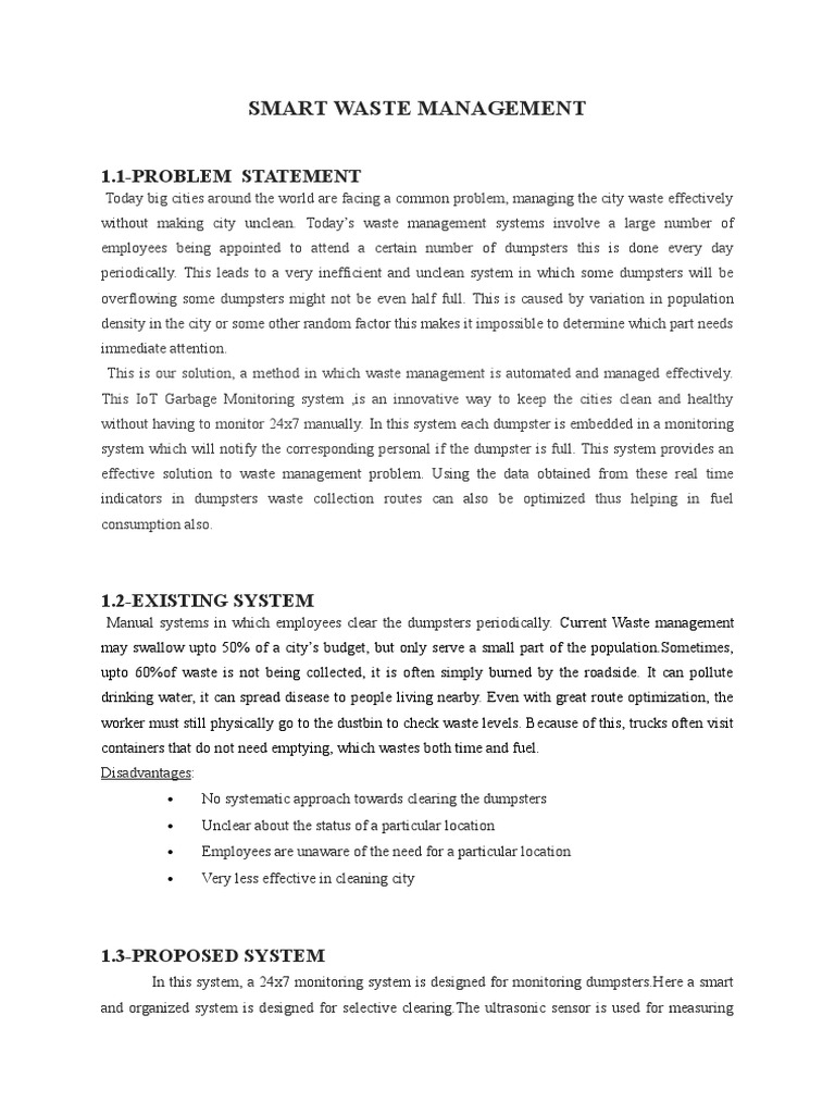 Waste Management Project Abstract | PDF | Internet Of Things ...