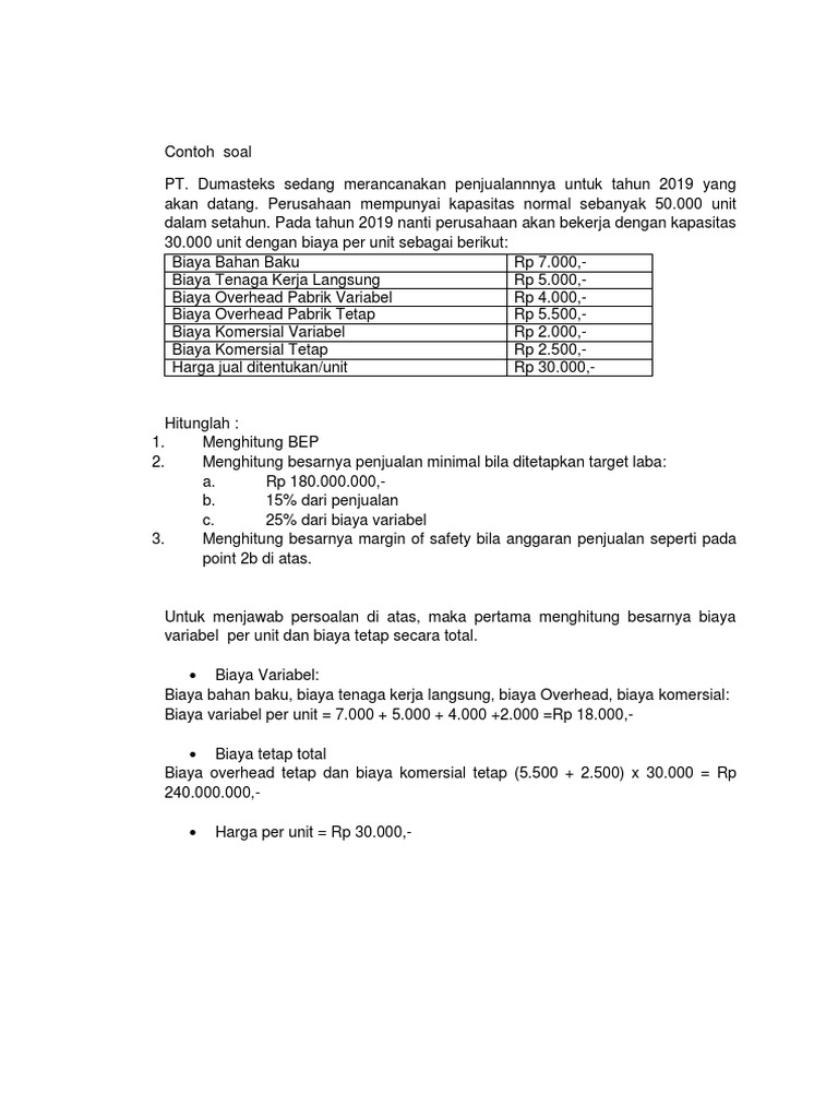 Latihan Soal BEP Mix | PDF