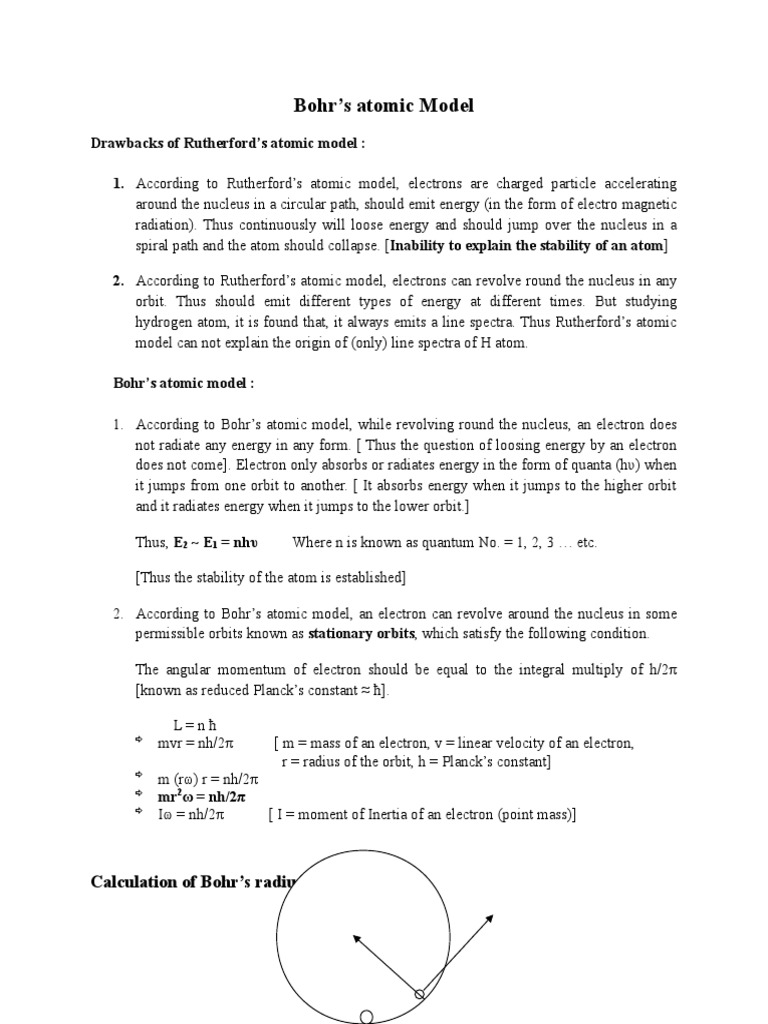 Bohr's Atomic Model | PDF | Electron | Atoms