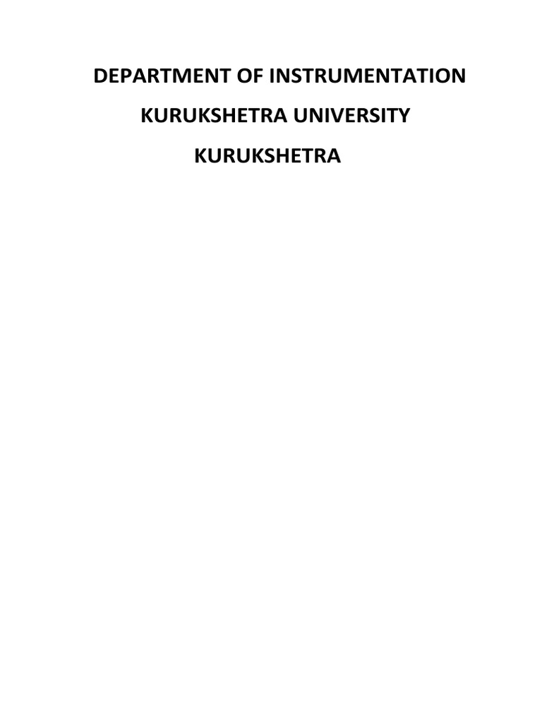 Kurukshetra University Kurukshetra: Department of Instrumentation | PDF | Electrical Network ...