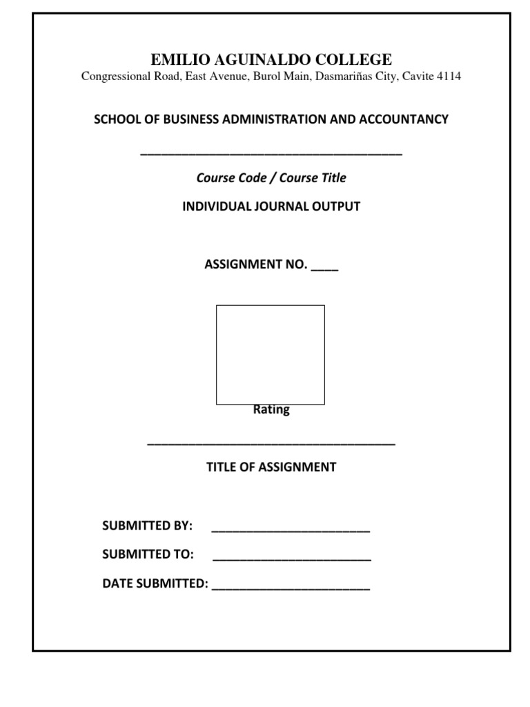 Emilio Aguinaldo College: Course Code / Course Title | PDF