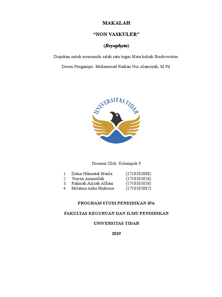 Kelompok 9 Non Vaskuler (Bryophyta) | PDF | Griya & Taman