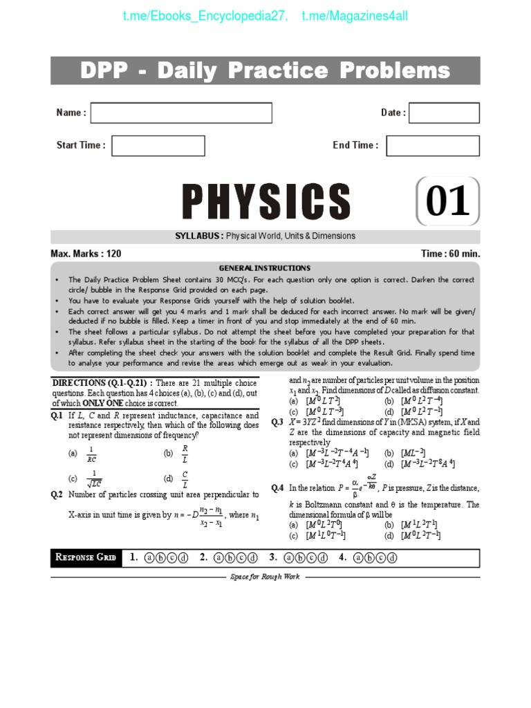 Dpp-1 Physical World, Units & Dimensions | PDF | Speed Of Light | Electronvolt