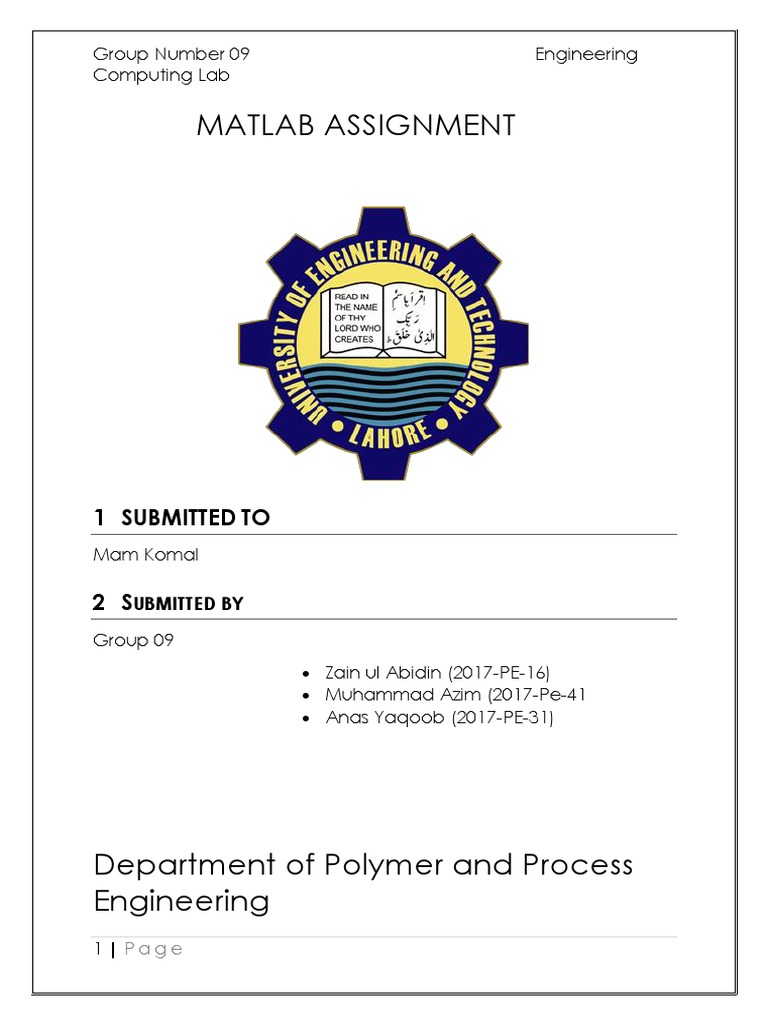Matlab Assignment: 1 Submitted TO | PDF | Matrix (Mathematics) | Vector Space