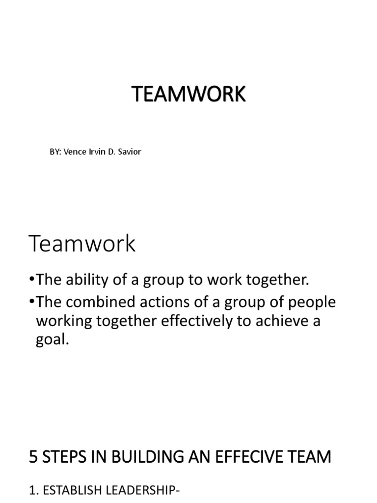 TEAMWORK Human Relations | PDF | Team Building | Leadership