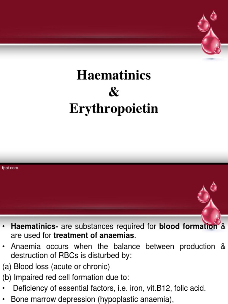 Haematinics & Erythropoietin | PDF | Vitamin B12 | Anemia