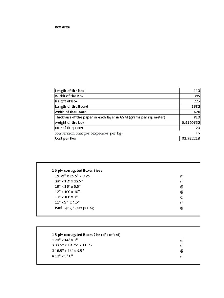 Corrugated Box Costing and Calculation Guide | PDF | Industrial ...