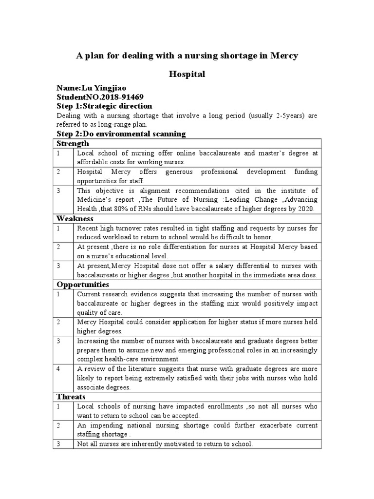 Operational Plan | PDF | Nursing | Recruitment