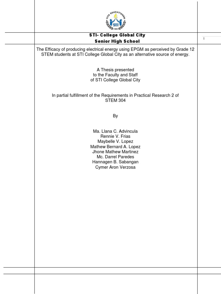 STI-College Global City Senior High School | PDF | Electric Generator ...