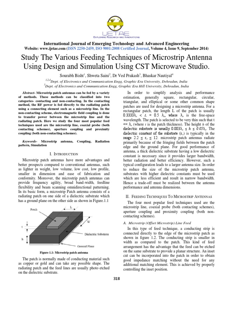 2014 Study The Various Feeding Techniques of Microstrip Antenna Using Design and Simulation ...