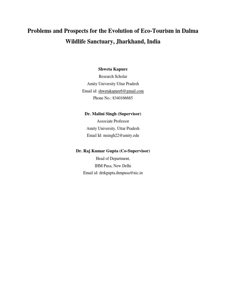 Problems and Prospects For The Evolution of Eco-Tourism in Dalma ...