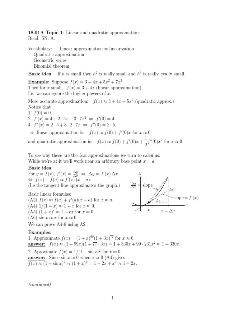 Linear and Quadratic Approximation | PDF | Elementary Mathematics ...