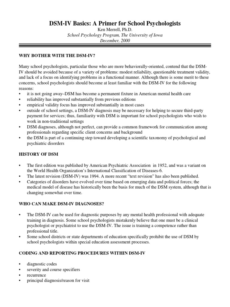 DSM Iv | PDF | Diagnostic And Statistical Manual Of Mental Disorders ...