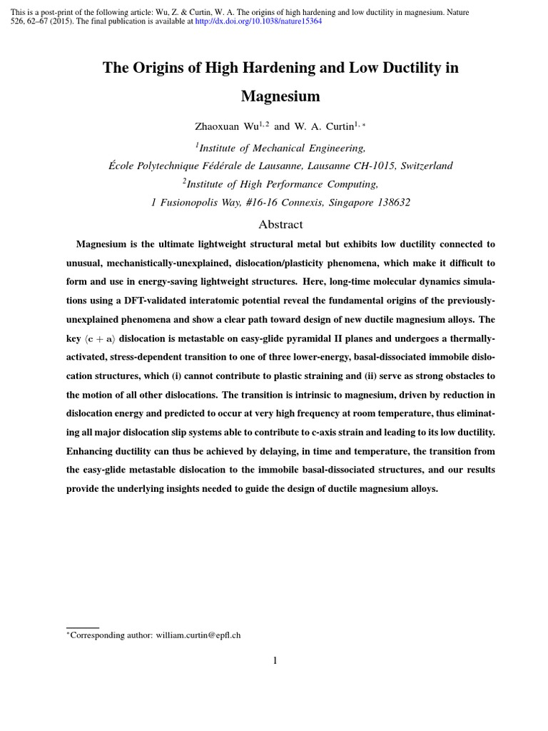 The Origin of High Hardening | PDF | Dislocation | Plasticity (Physics)