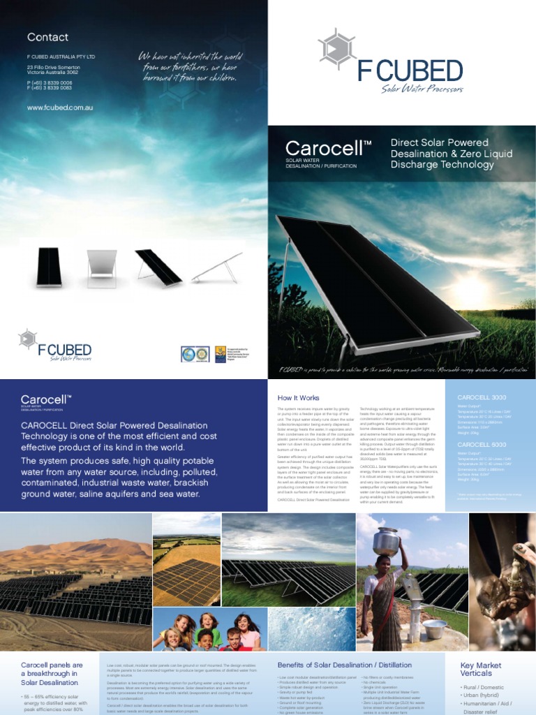 FCUBED Carocell Brochure PDF | PDF | Desalination | Solar Energy