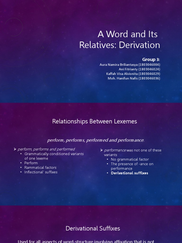 A Word and Its Relatives - Derivation | PDF | Part Of Speech ...