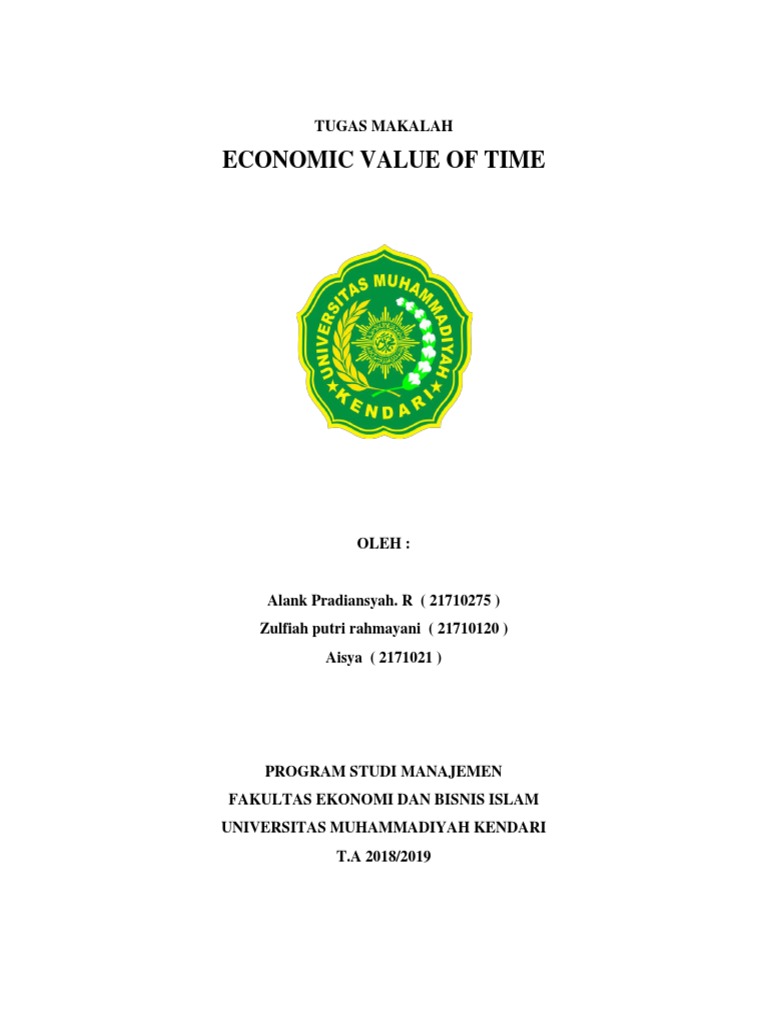 Economic Value of Time | PDF
