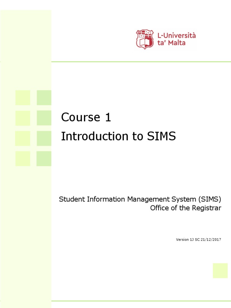 Course 1 Introduction To SIMS: Student Information Management System ...