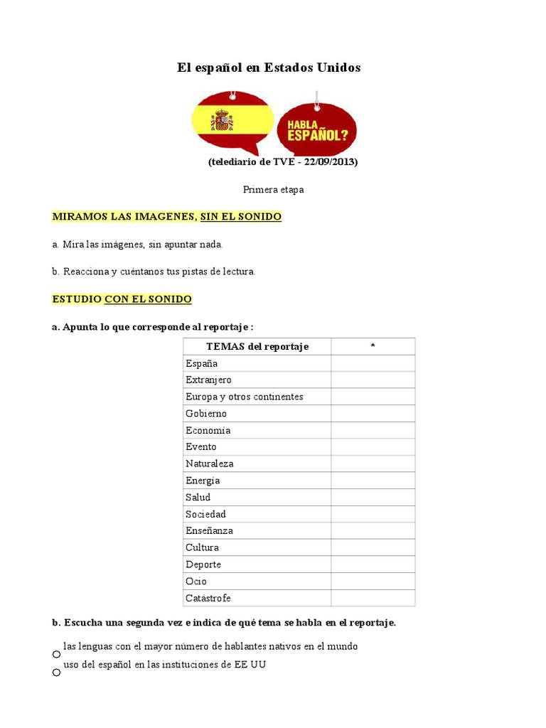 El Español en Estados Unidos | PDF | Segundo lenguaje | Los Estados Unidos