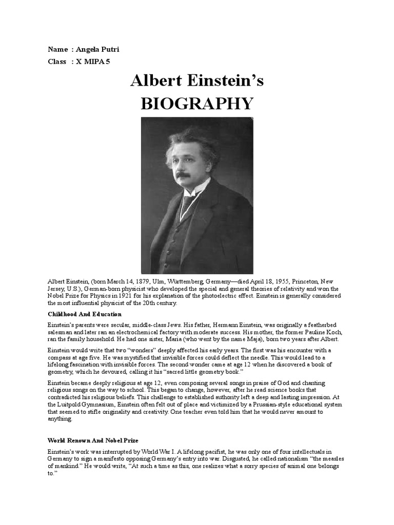 Einstein's Life and Groundbreaking Work in Physics | PDF | Albert ...