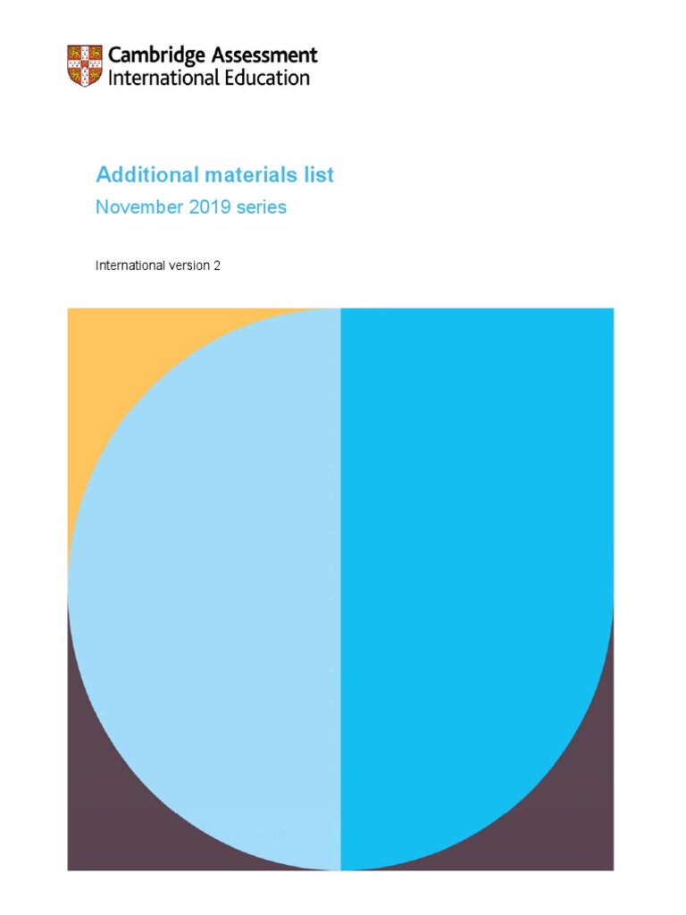 Additional Materials List Oct-Nov 2019 | PDF | Test (Assessment) | Learning