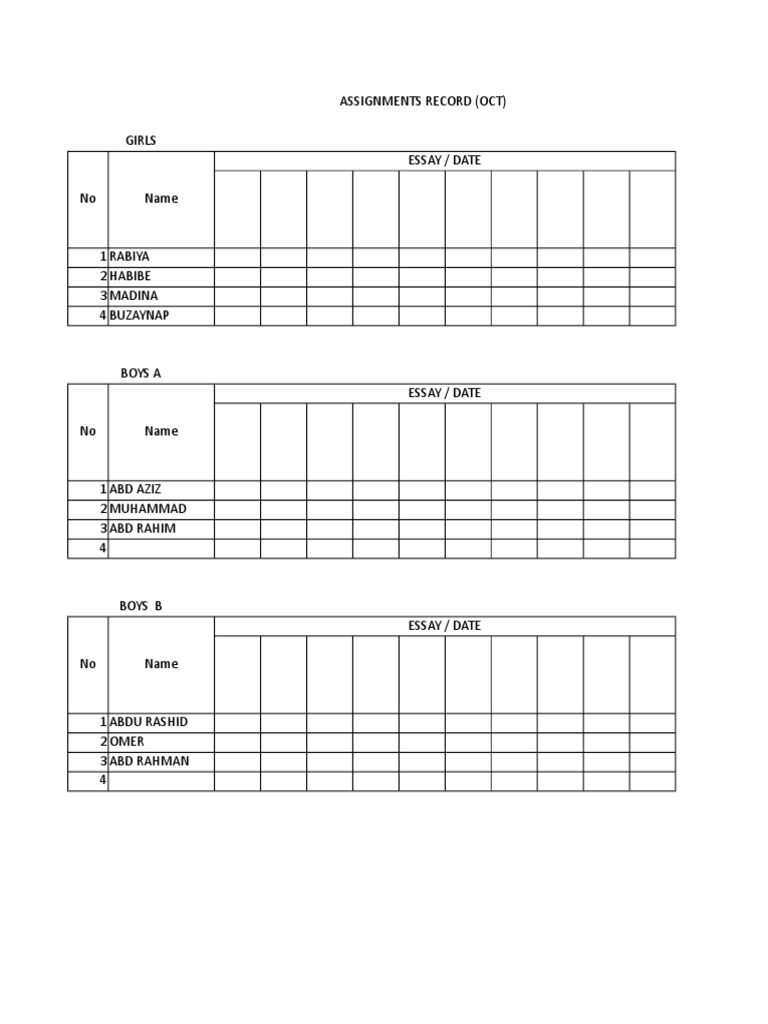Assignment Record | PDF