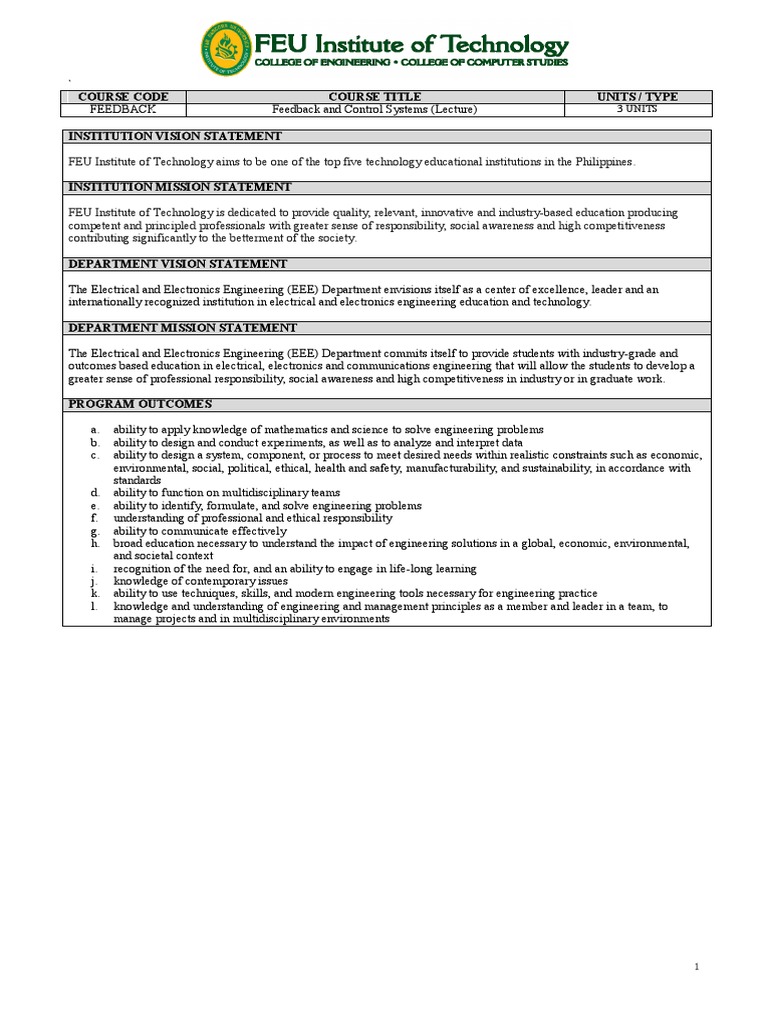 Program Outcomes, Course Descriptions, Learning Objectives and Teaching ...