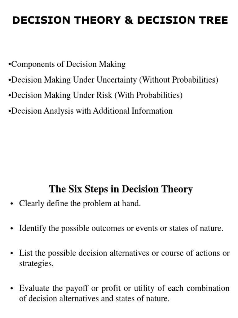 Decision Theory and Decision Trees | PDF | Decision Theory | Decision ...