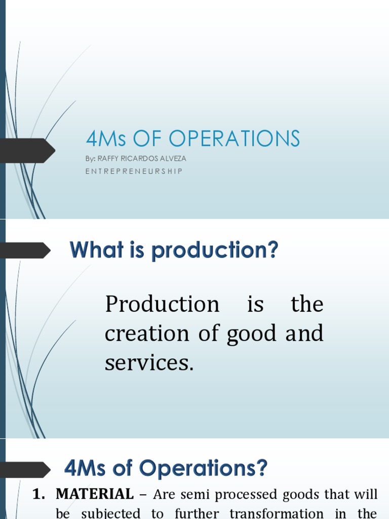 The 4Ms of Operations: Analyzing the Key Inputs and Processes for ...